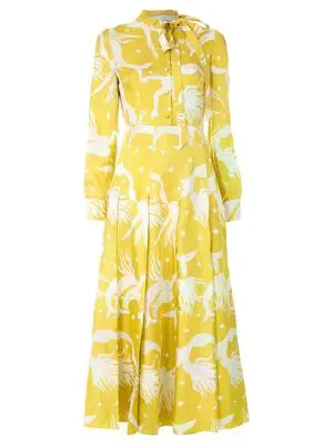 Valentino Garavani Printed Silk Twill Dress - Yellow