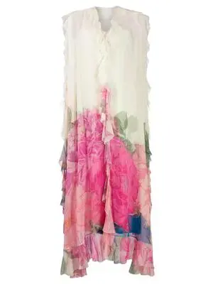 Valentino Garavani Floral Print Silk Gown - Neutrals