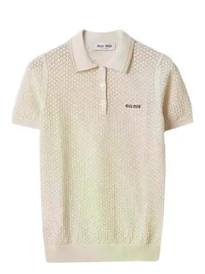 Miu Miu Cotton Polo Shirt - Neutrals
