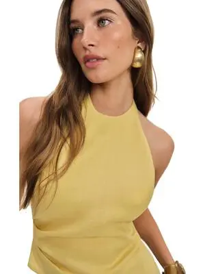 REFORMATION Reese Linen Top - Yellow