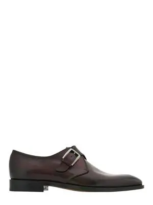 FERRAGAMO Leather Monk Shoes - Brown