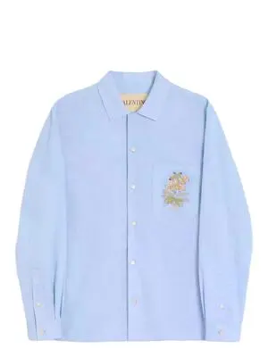 Valentino Garavani Floral-embroidered Shirt - Blue
