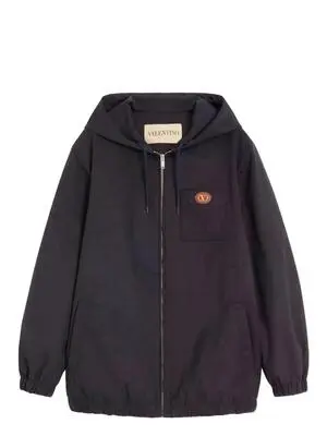Valentino Garavani Vlogo-patch Hooded Jacket - Blue