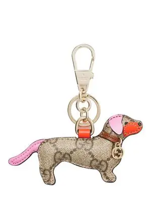 Gucci Embellished Leather Keychain - Pink