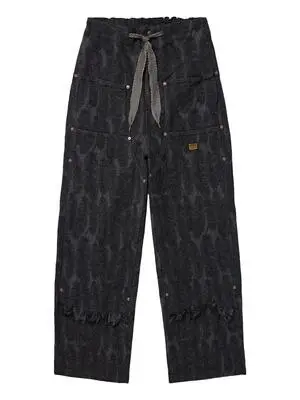 Kapital Straight-leg Cotton-jacquard Trousers - Black