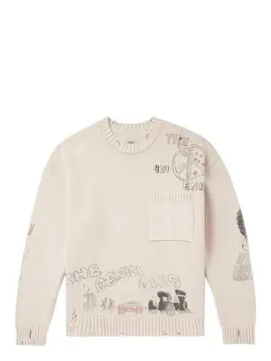 Kapital Distressed Printed Cotton Sweater - Neutrals