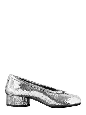 MAISON MARGIELA Tabi Ballerina Split-toe Metallic Cracked-leather Pumps - Silver