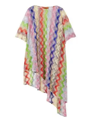 Missoni Mare Asymmetric Metallic Crochet-knit Kaftan - Multi
