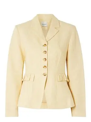 Posse Matilda Ruffled Linen Blazer - Yellow