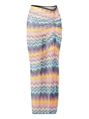 Missoni Embellished Printed Metallic Maxi Skirt - Blue