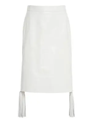 Bottega Veneta Leather Midi Skirt - White