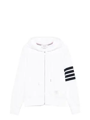Thom Browne Hooded Sweatshirt With Logo Patch - White