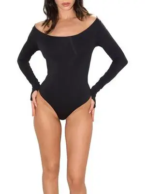 NOODY Scoop Neck Long Sleeve Bodysuit Black