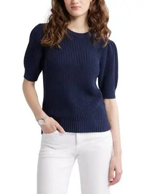 Caslon Elbow Sleeve Cotton Sweater Navy Blazer
