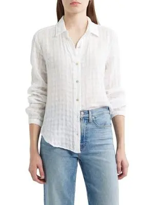 Bella Dahl Clean Front Linen & Cotton Button-Up Shirt White