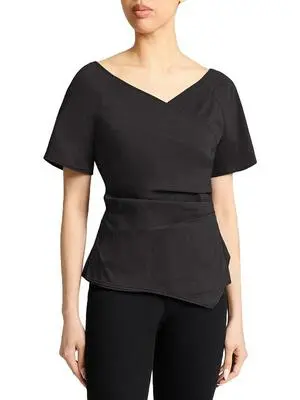Santorelli Murphy Short Sleeve Wrap Top Black