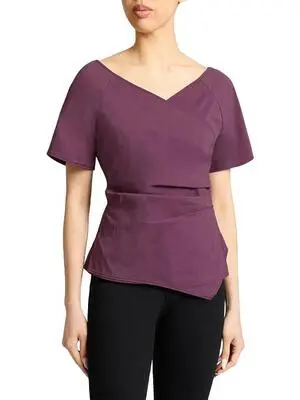 Santorelli Murphy Short Sleeve Wrap Top - Cherry Cola