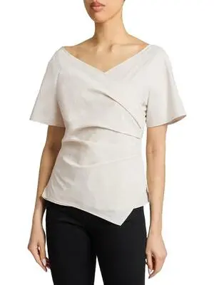 Santorelli Murphy Short Sleeve Wrap Top Powder