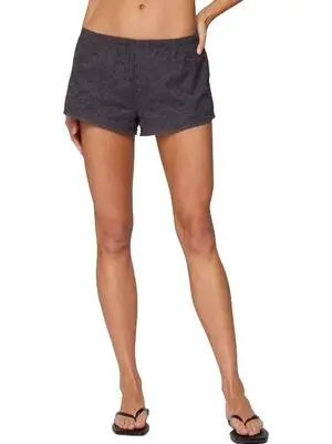 EDIKTED Shaya Eyelet Cotton Shorts - Dark-gray