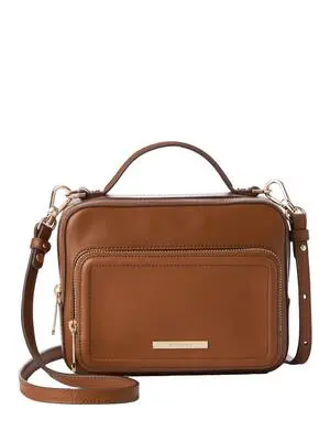Brahmin Leather Top Handle Bag - Saddle