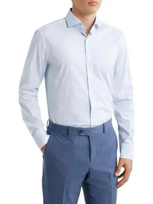 BOSS Hank Slim Fit Performance Dress Shirt - Light Blue