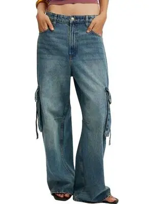 COTTON ON Boyfriend Super Baggy Jean - Cargo Otis Blue