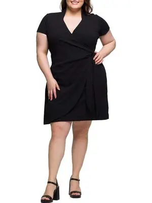 24SEVEN COMFORT APPAREL Wrap Dress Black