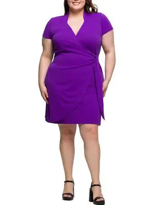 24SEVEN COMFORT APPAREL Wrap Dress Purple