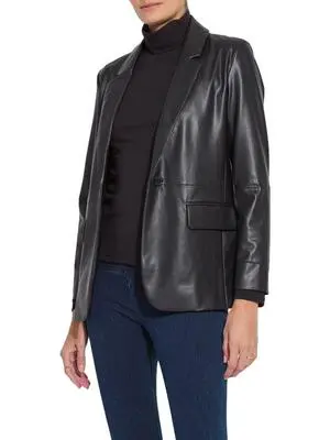 Lyssé Faux Leather Blazer - Black