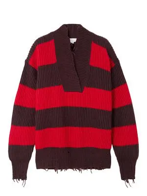 Stella McCartney Oversized Striped Wool-blend Sweater - Red
