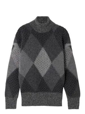 Stella McCartney Argyle Wool Turtleneck Sweater - Gray