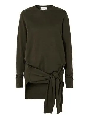 Stella McCartney Tie-front Layered Wool Sweater - Green