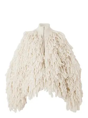 Stella McCartney Fringed Wool-blend Jacket - Cream