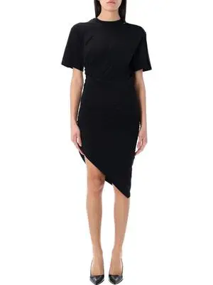 MUGLER Draped Asymmetrical Dress - Black