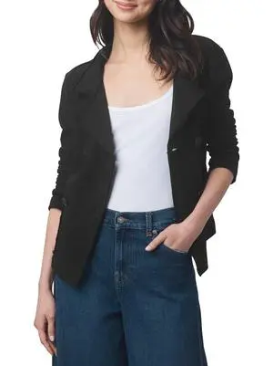 Splendid Double-breasted Cotton French Terry Blazer - Black