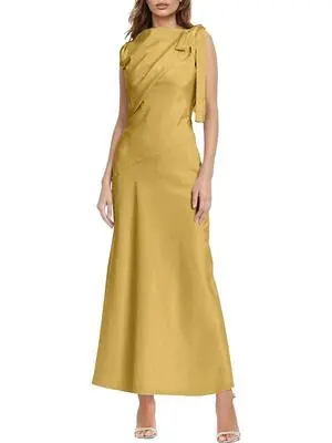 Badgley Mischka Open Back Sleeveless Cocktail Dress - Gold