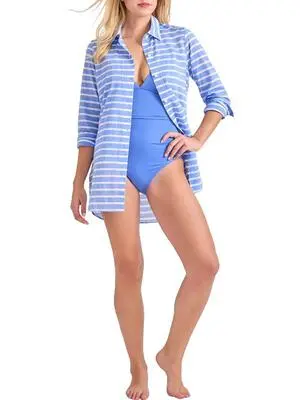 Tommy Bahama Coastline Stripe Long Sleeve Shirt - Paradiso Blu