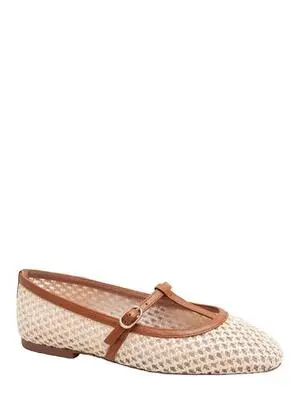 Linea Paolo Monet T-strap Flat - Natural/cognac