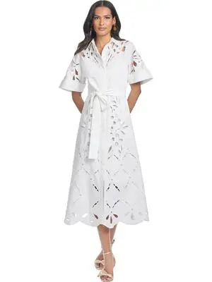Sachin & Babi Vincenza Embroidered Shirt Dress - White