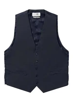 Supreme X Mm6 Maison Margiela Washed Cotton Suit Vest - Blue