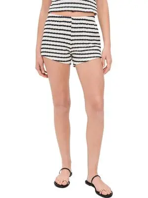 LE BOP Striped Smocked Hot Shorts - Navy/white