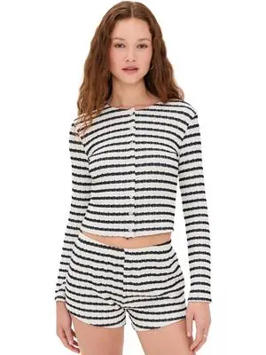LE BOP Eloise Striped Cardigan - Navy/white