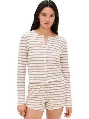 LE BOP Eloise Striped Cardigan - Taupe/white