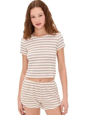 LE BOP Eloise Striped Tee Taupe/white