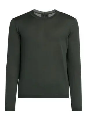 Giorgio Armani Cashmere Knit Crewneck Sweater - Solid Black