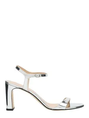 STUART WEITZMAN Babette Metallic Ankle-strap Sandals - Silver