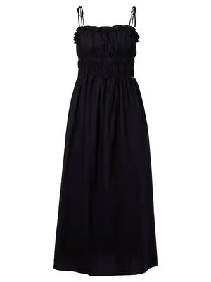 Melissa Odabash Ophelia Smocked Cotton Midi Dress - Black