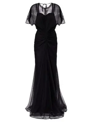 Victoria Beckham Bella Gathered Open Back Organza Gown - Black