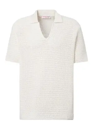 Orlebar Brown Batten Crochet Cotton Polo Shirt - White