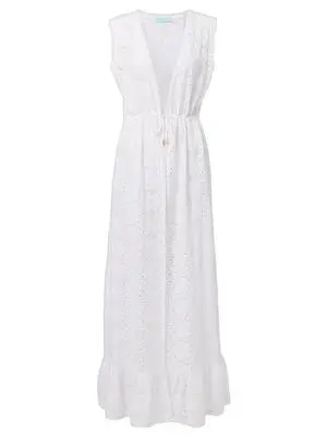 Melissa Odabash Tessa Embroidered Floral Beach Dress - White